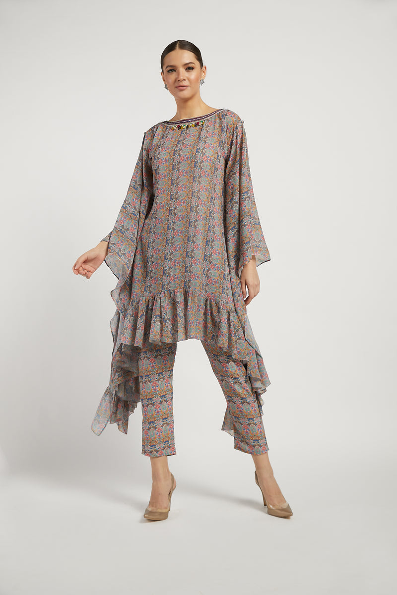 Aquamarine Printed Lana Kaftan Kurta Set – House of Chic, New York